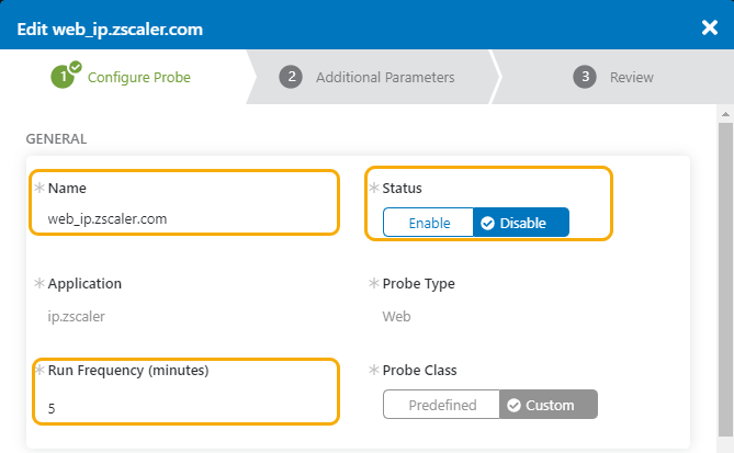 Editing a Probe | Zscaler