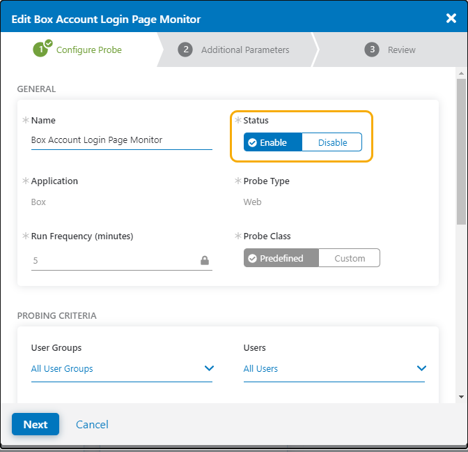 Editing a Probe | Zscaler