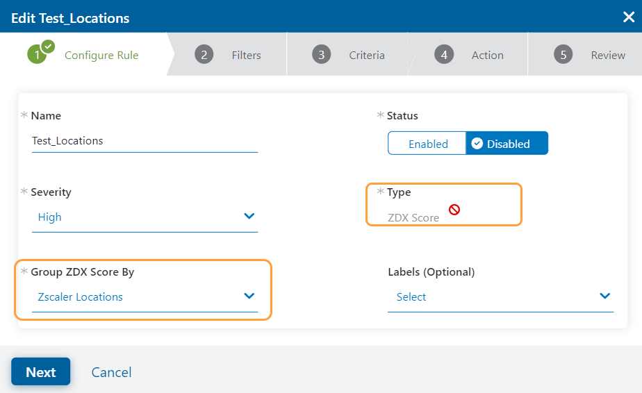 アラートルールの編集 | Zscaler