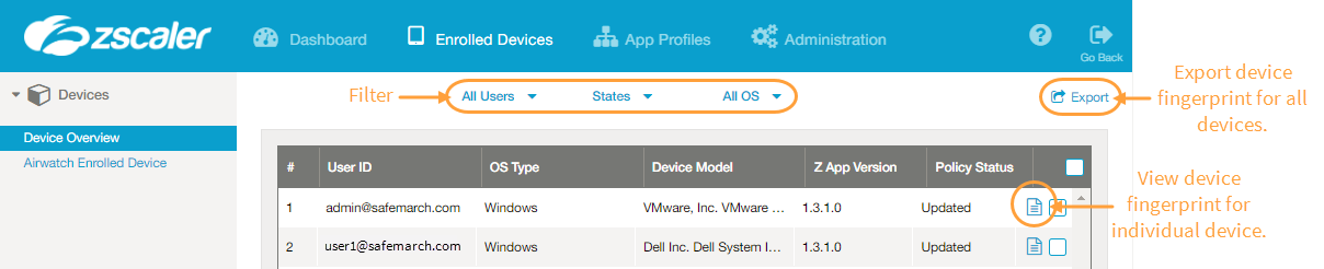 About Enrolled Devices | Zscaler