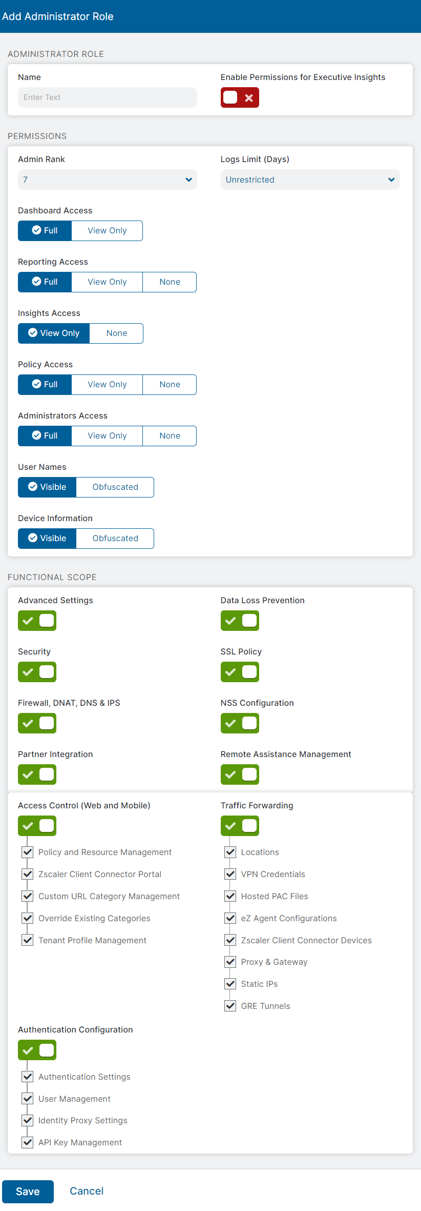 Adding Admin Roles | Zscaler