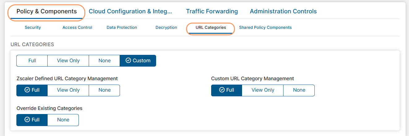 URL Categories tab in the Policy & Components section in the Add API ...