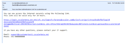Configuring a One-Time Token or One-Time Link | Zscaler