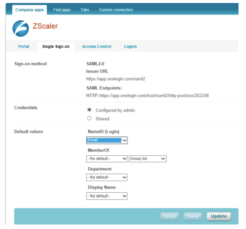 SAML Configuration Guide for OneLogin | Zscaler