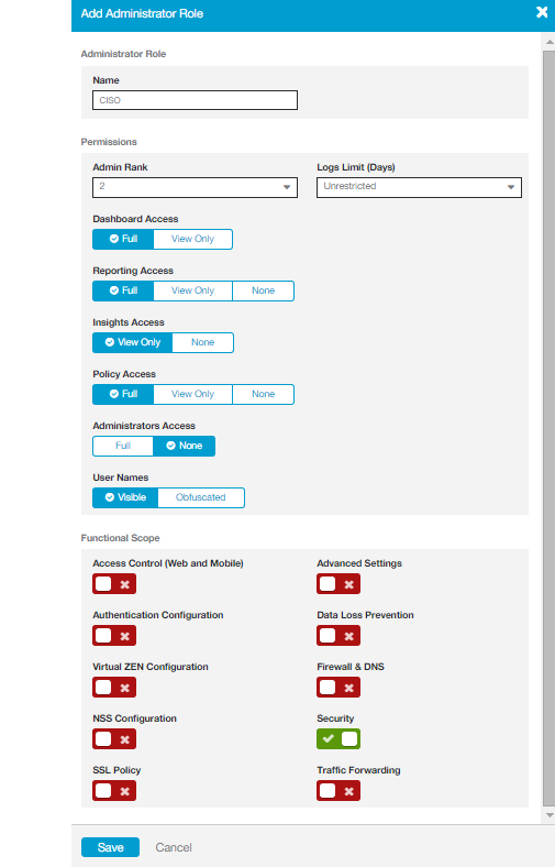 Examples of Role-based Administration | Zscaler