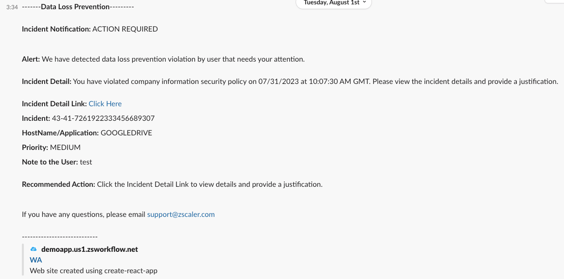 Responding to an End User Notification | Zscaler