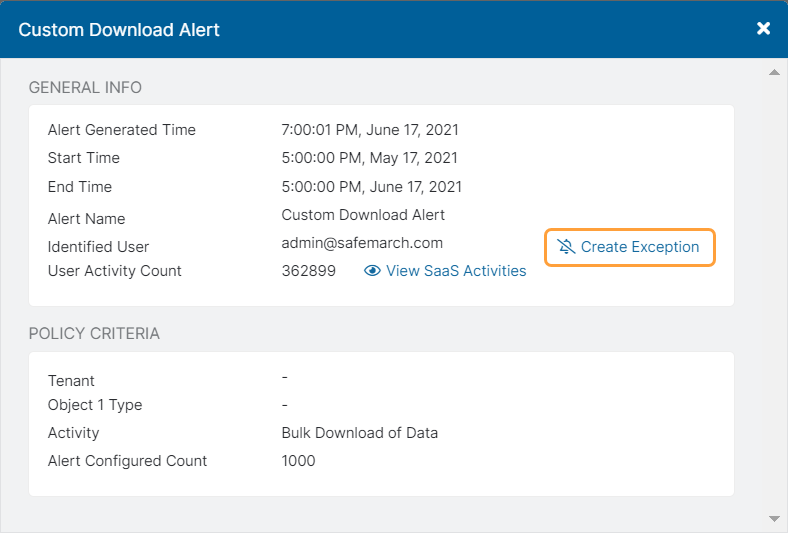 Configuring Exceptions for SaaS Security Activity Alerts | Zscaler