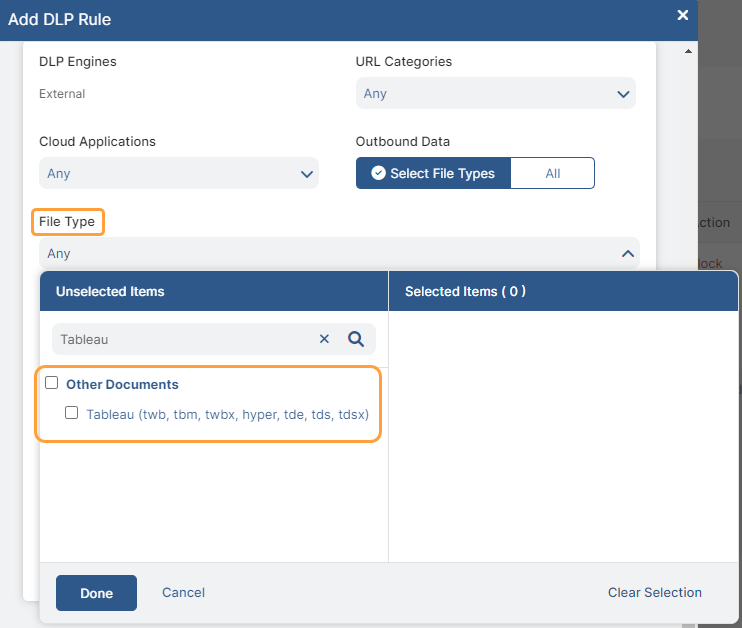Tableau DLP File Types