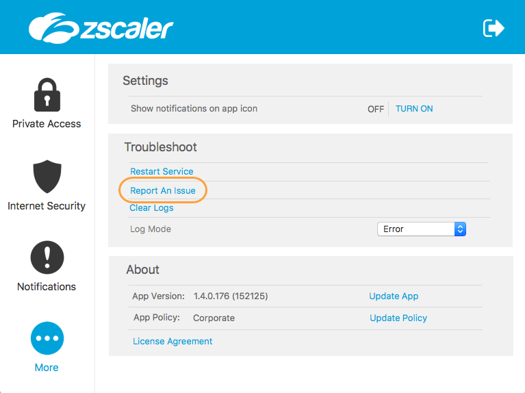 Reporting an Issue with Zscaler Client Connector | Zscaler