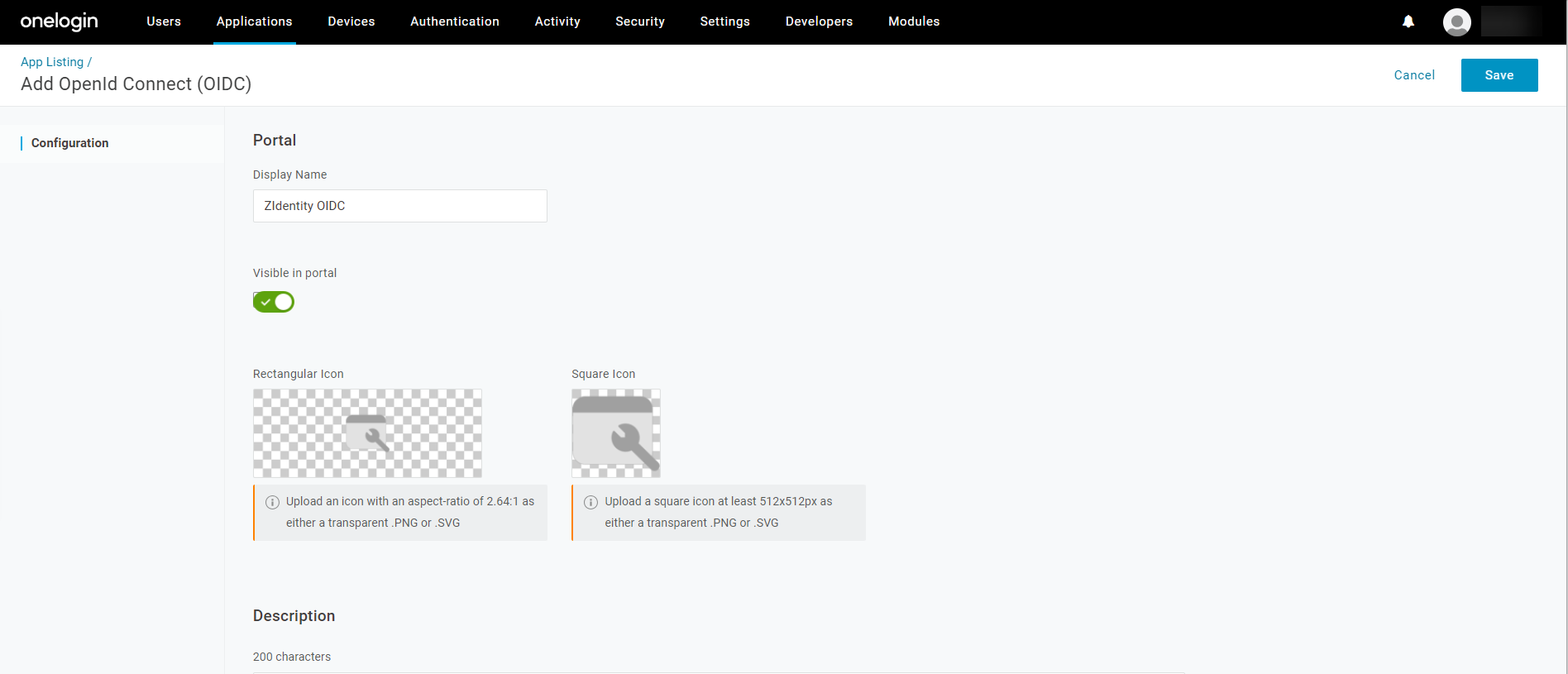 App Configurations in OneLogin Portal