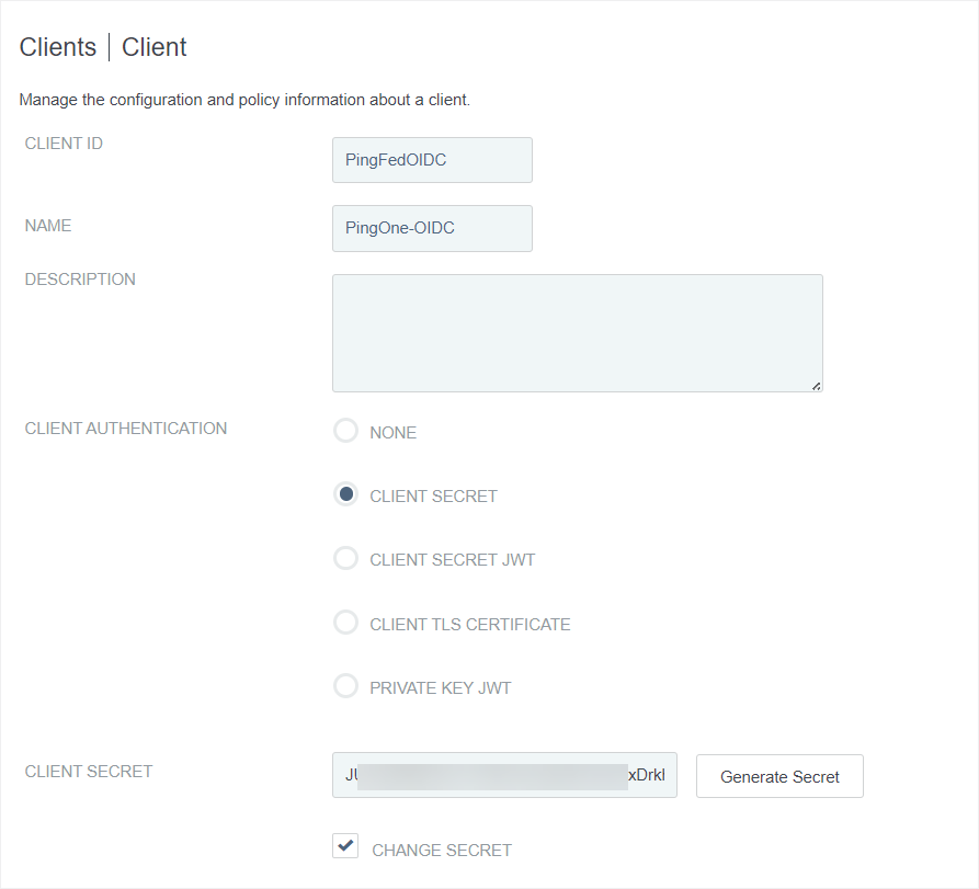 OAuth Client Configuring in PingFederate Admin Console