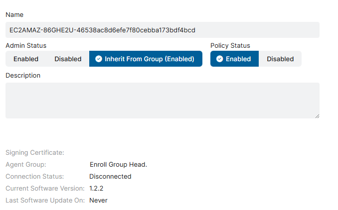 エージェントを編集のウィンドウの詳細。