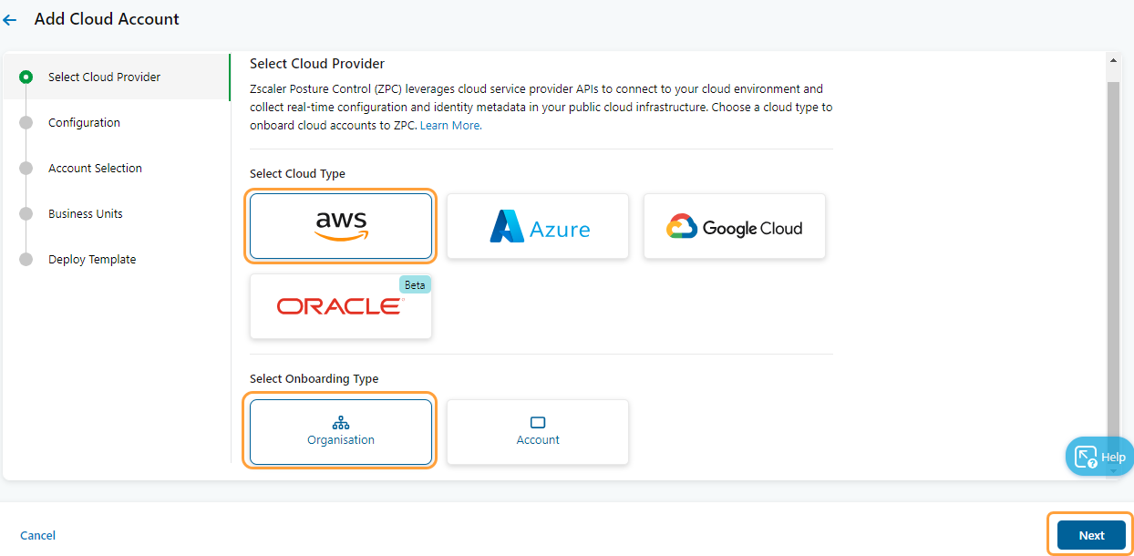 Onboarding an Amazon Web Services Account | Zscaler
