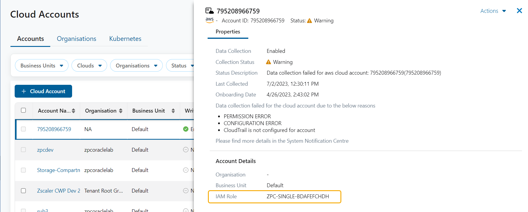 AWSクラウド アカウントの書き込みアクセスの設定 | Zscaler