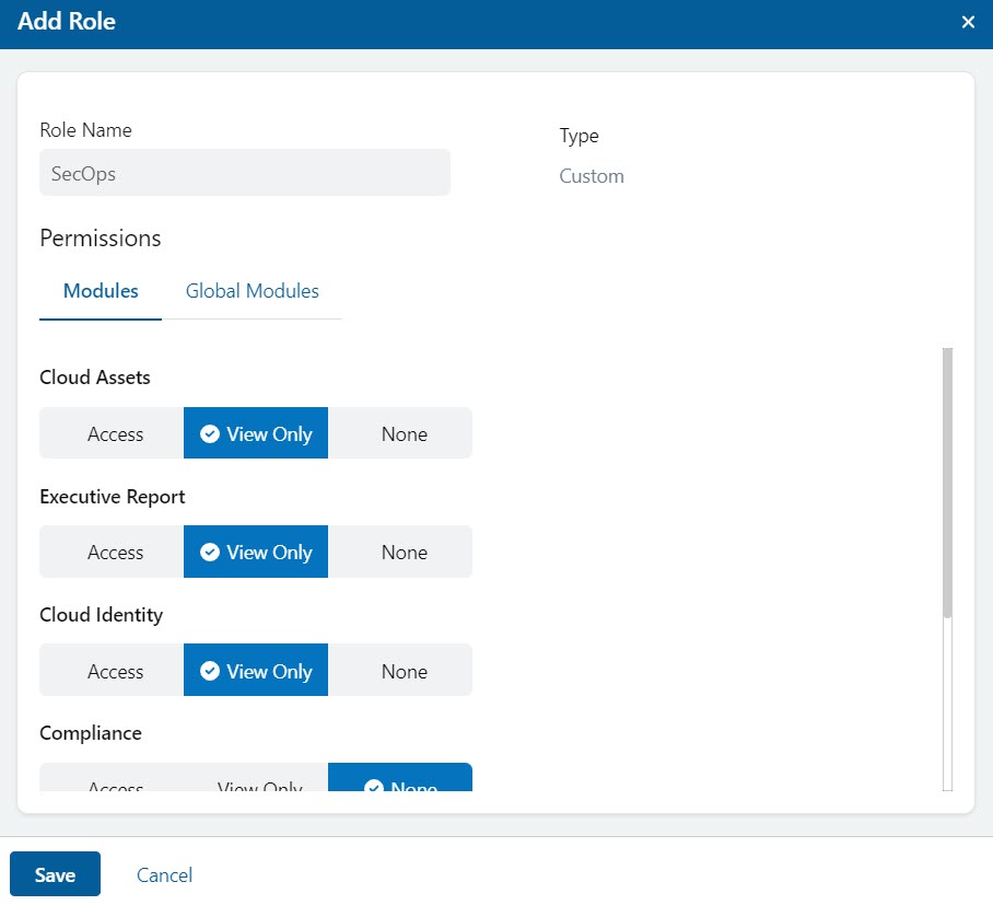 Adding the role and permissions